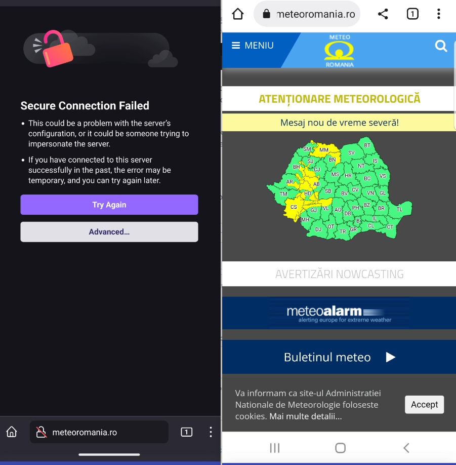 meteoromania.ro - "Secure connection failed" when accessing the site · Issue #111252 · webcompat ...