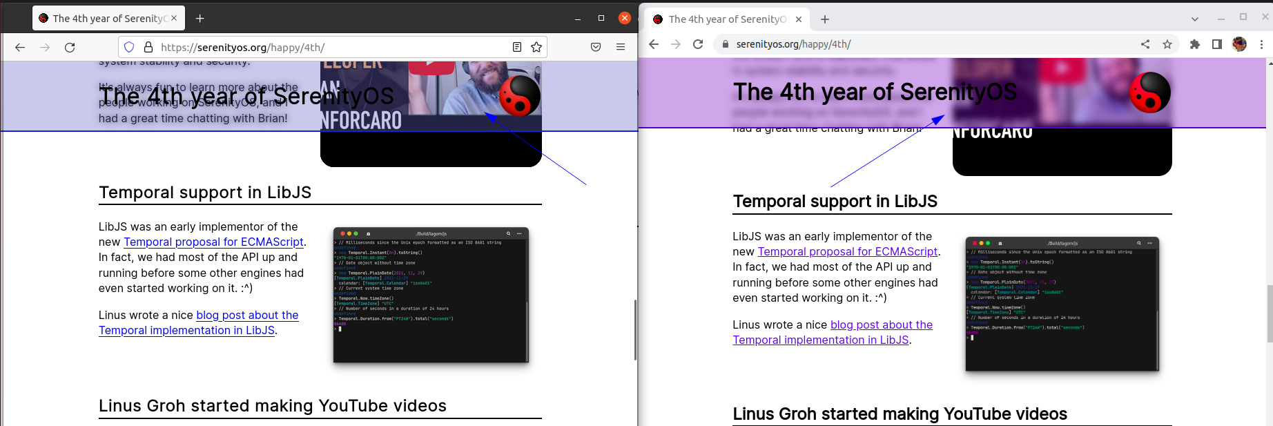 serenityos.org - Backdrop-filter stops blurring the background when a media gets rendered ...