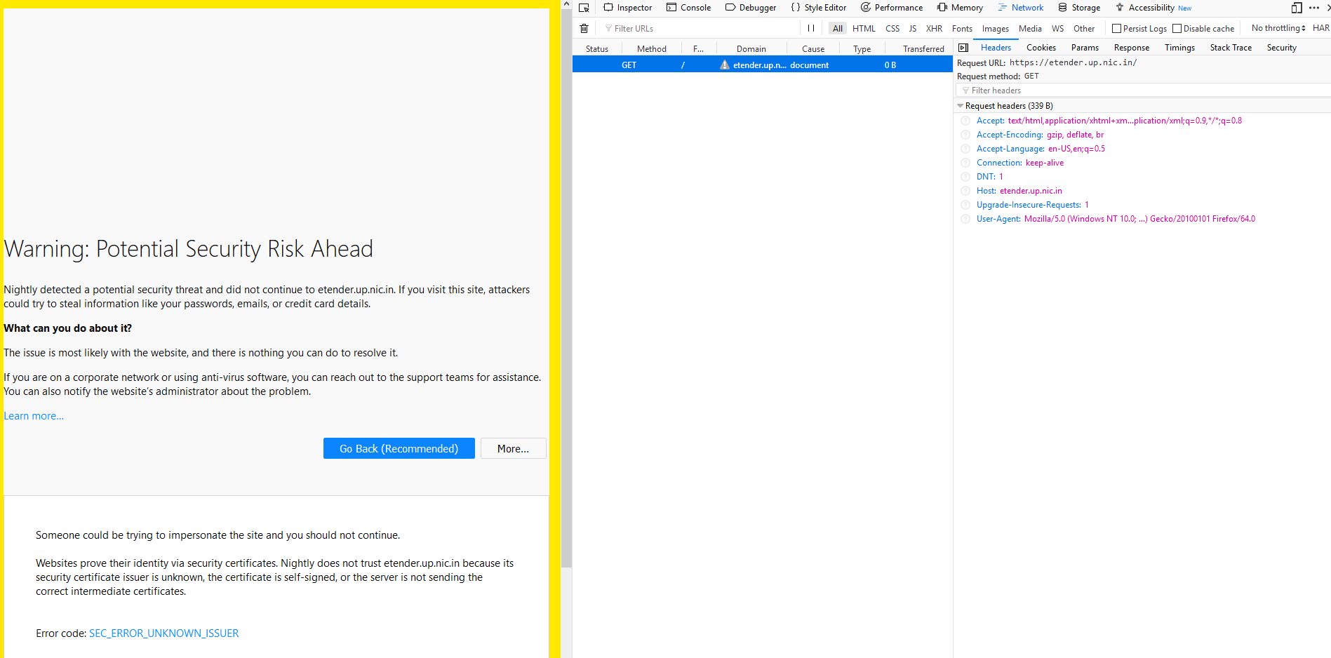 etender.up.nic.in - Security error when accesing the page · Issue ...