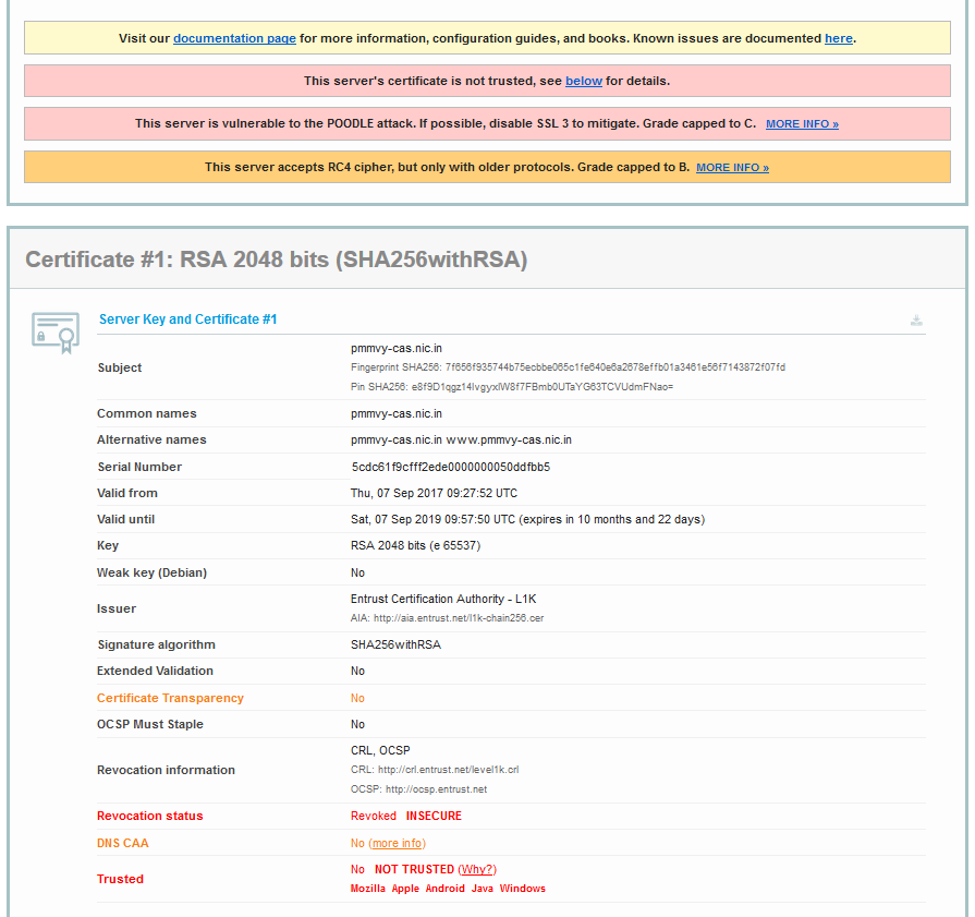 pmmvy-cas.nic.in - Unable to access page due to "SEC_ERROR_REVOKED_CERTIFICATE" error · Issue ...