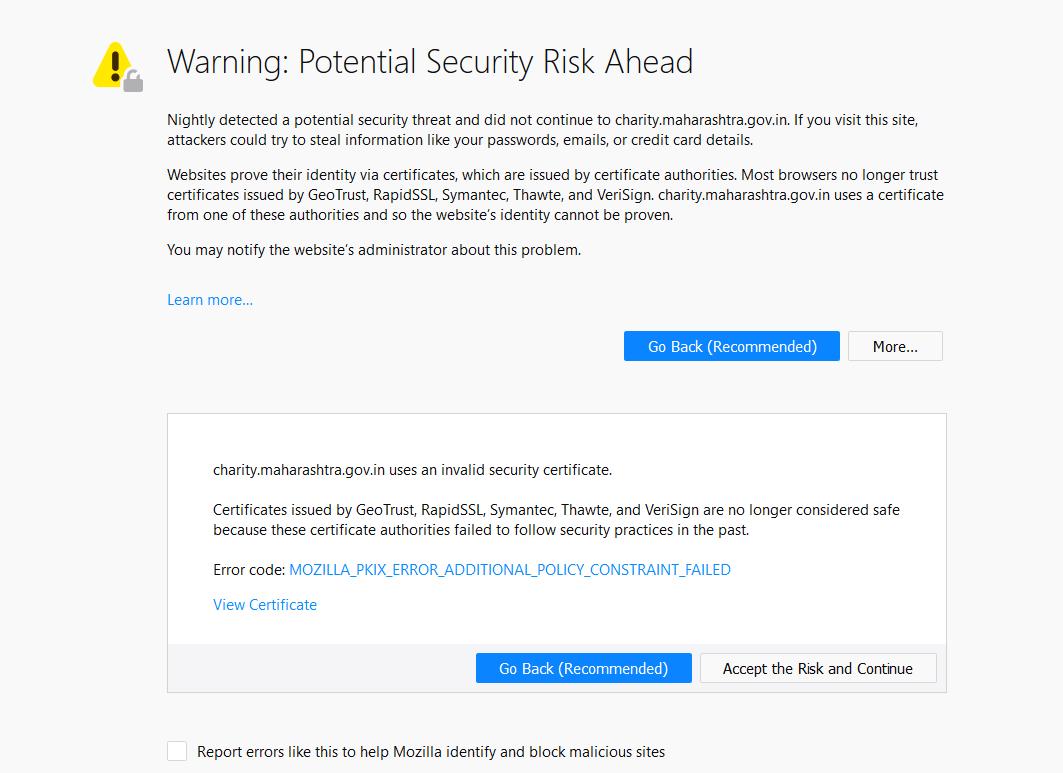 charity.maharashtra.gov.in - desktop site instead of mobile site ...