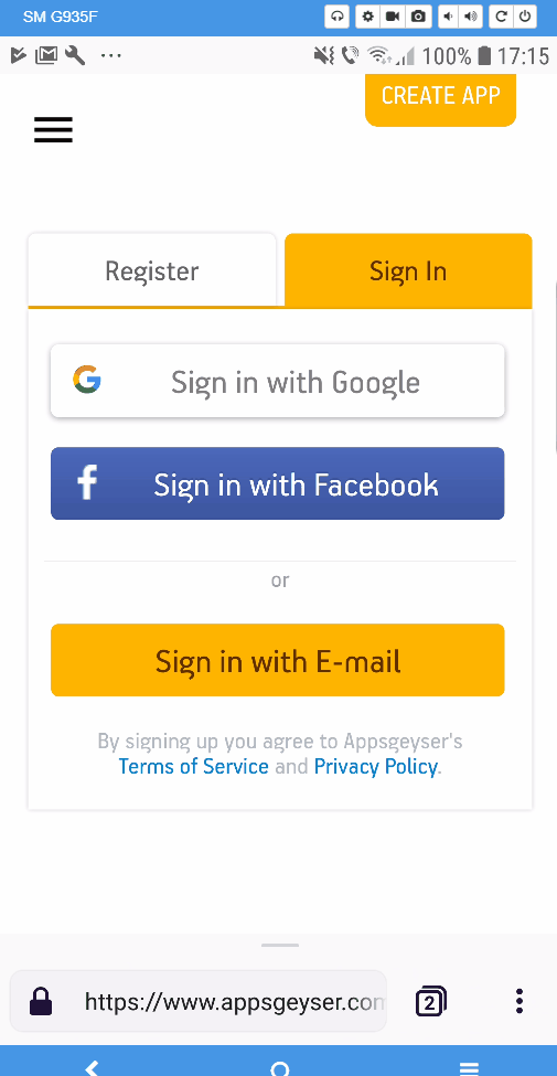 www.appsgeyser.com - Unable to sign in using Facebook account on Fenix ...