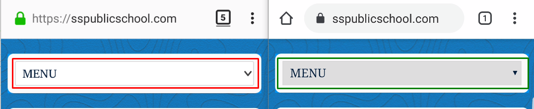 sspublicschool.com - White background color displayed for "Menu" bar ...