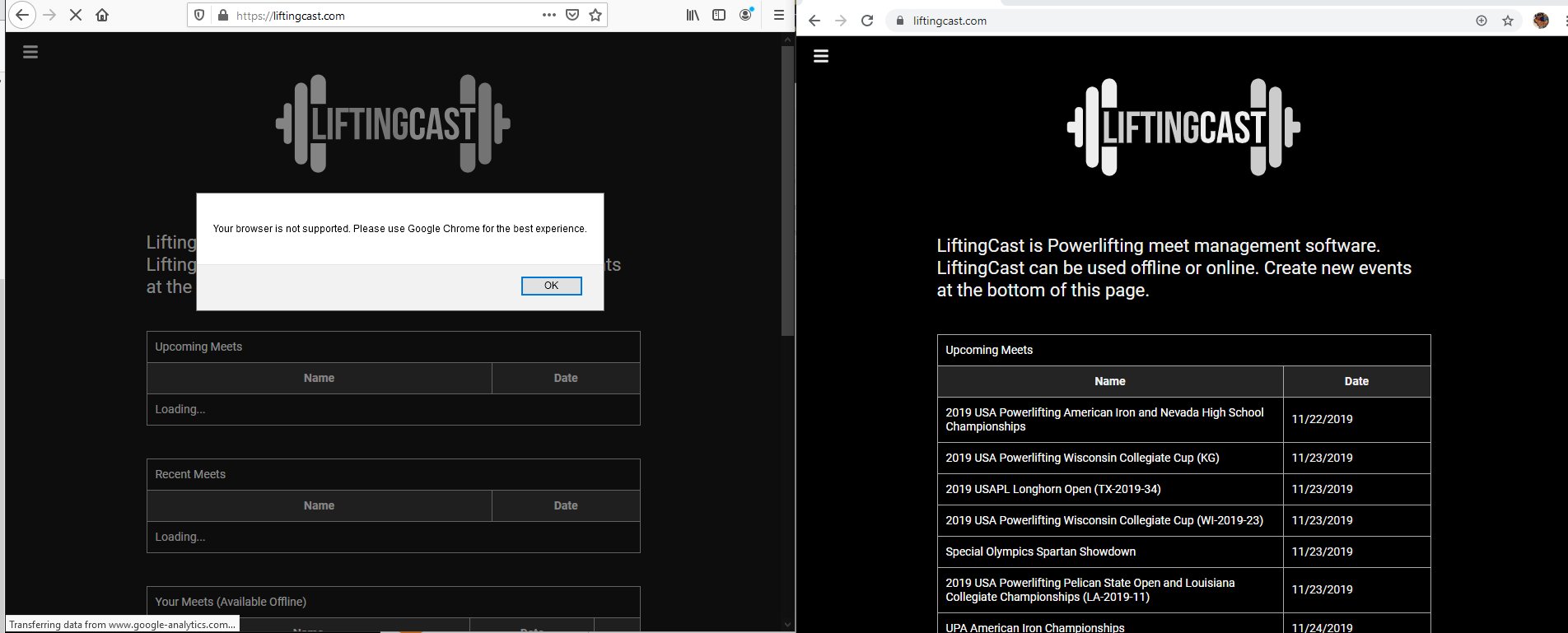 liftingcast.com - Firefox is unsupported brower · Issue #44895 · webcompat/web-bugs · GitHub