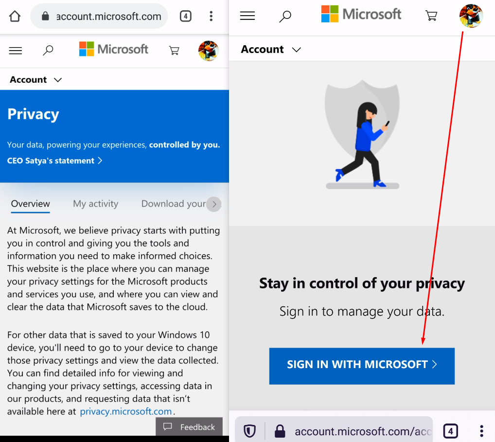 account.microsoft.com - Unable to access "Privacy" page · Issue #52512 ...