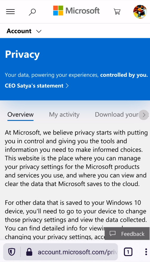 account.microsoft.com - Unable to access "Privacy" page · Issue #52512 · webcompat/web-bugs · GitHub