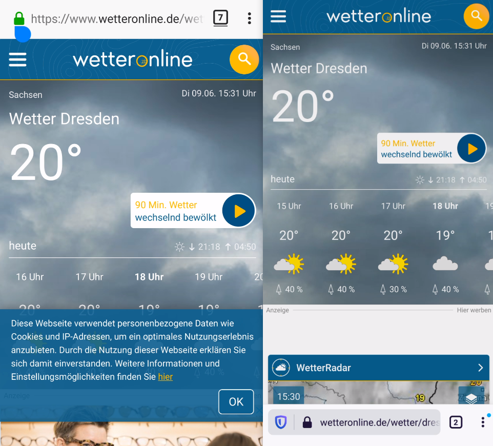 Wetteronlinede Desktop Site Instead Of Mobile Site · Issue 53795 · Webcompatweb Bugs 