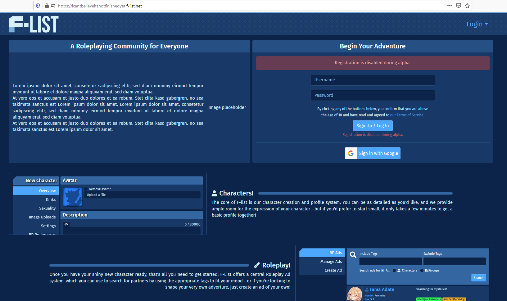 icantbelieveitsnotfinishedyet.f-list.net - Unable to fill in the form ...