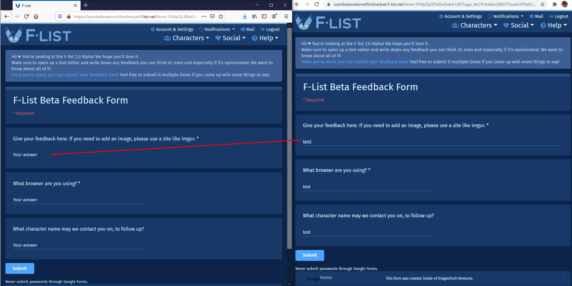 icantbelieveitsnotfinishedyet.f-list.net - Unable to fill in the form ...