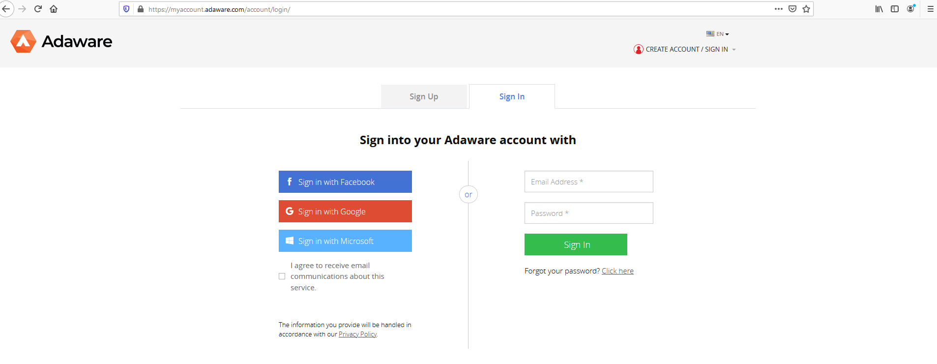 myaccount.adaware.com - desktop site instead of mobile site · Issue #57703 · webcompat/web-bugs ...