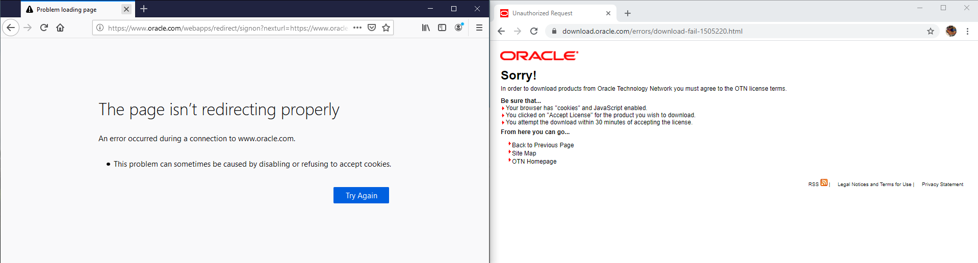 login.oracle.com - The page isn’t redirecting properly after login ...