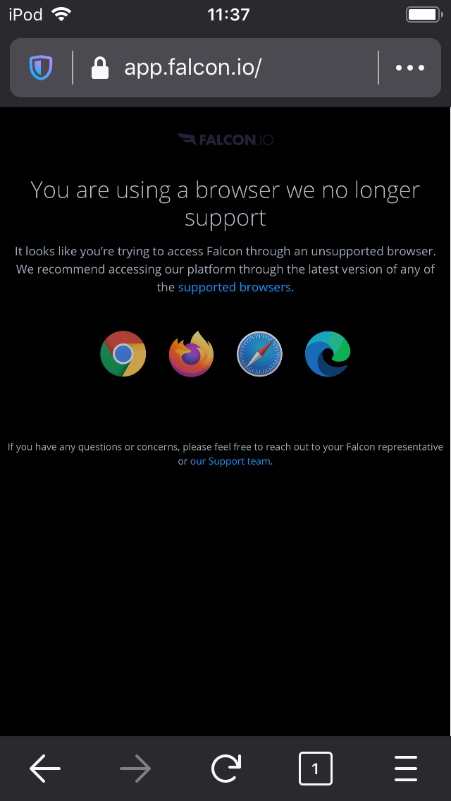 app.falcon.io - Browser unsupported when accessing the site · Issue ...