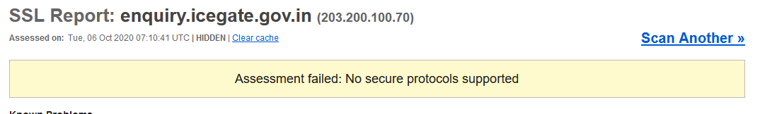 enquiry.icegate.gov.in - "Secure connection failed" when accessing the ...