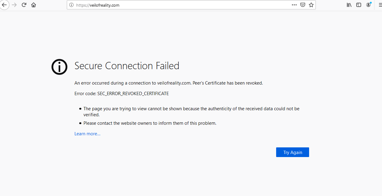 veilofreality.com - "Secure connection failed" when accessing the site · Issue #59562 ...