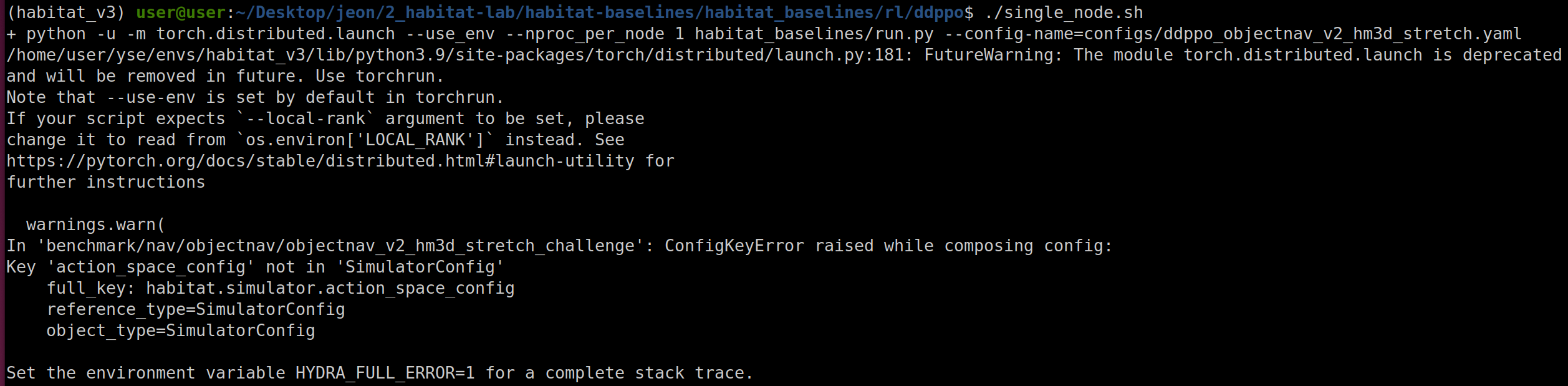 Key 'action_space_config' not in 'SimulatorConfig' · Issue #1487 · facebookresearch/habitat-lab ...