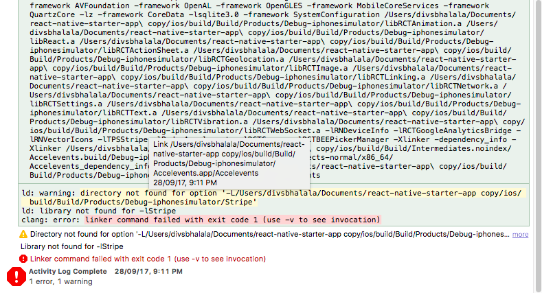 ld: library not found for -lStripe · Issue #95 · tipsi/tipsi-stripe · GitHub