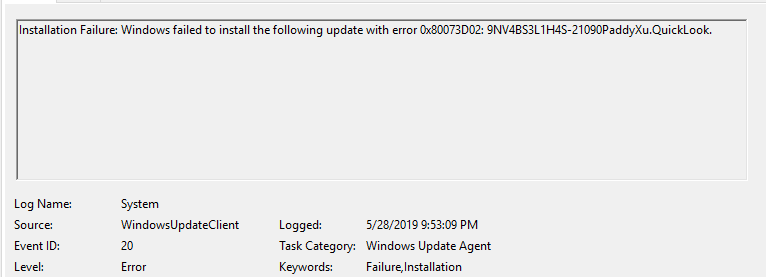 Windows 10 May 2019 1903 Update Error · Issue #506 · QL-Win/QuickLook ...
