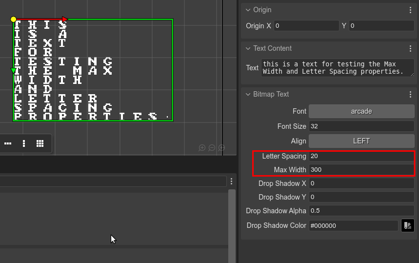 More properties for Bitmap Text class · Issue #145 · PhaserEditor2D ...
