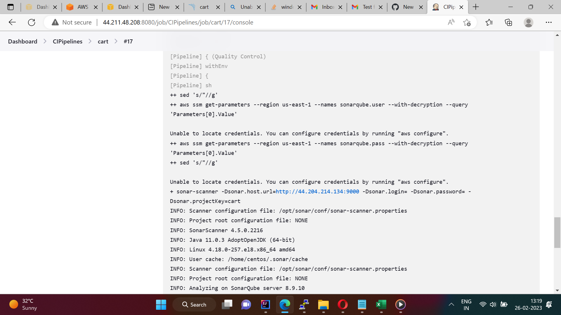 Unable to locate credentials. You can configure credentials by running "aws configure ...