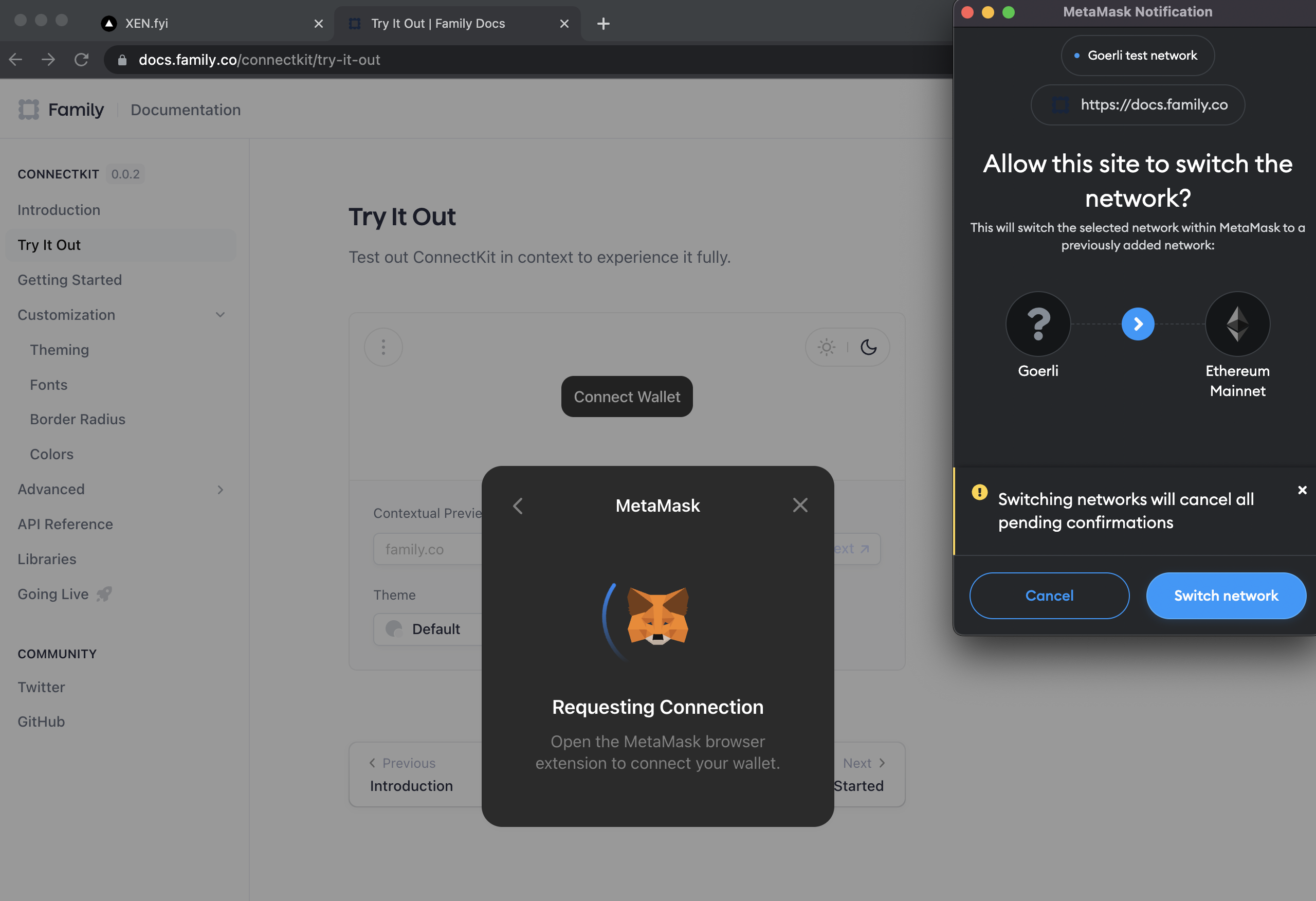 [BUG] Connect To Network Always Triggers Switch Network to Ethereum · Issue #16 · family ...