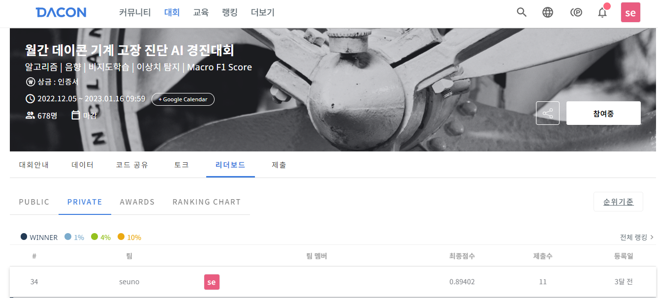 GitHub - seuno2/dacon_MachineFaultDiagnosis