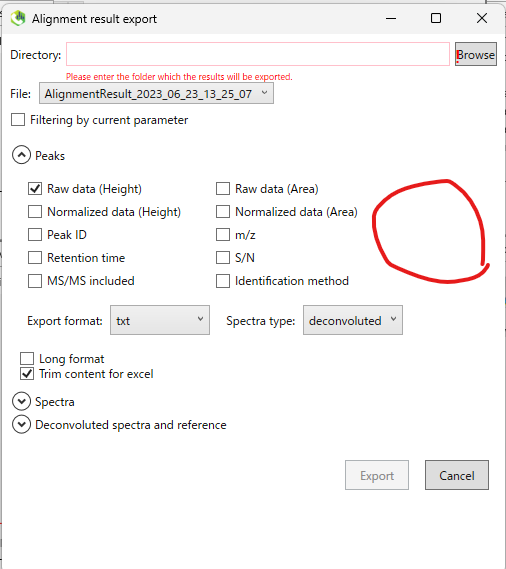Export function for peak integration bounds (for alignment results). · Issue #165 ...