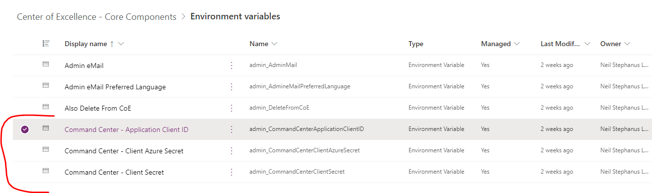 [CoE Starter Kit - QUESTION] How can I update the environment variable value for the Command ...
