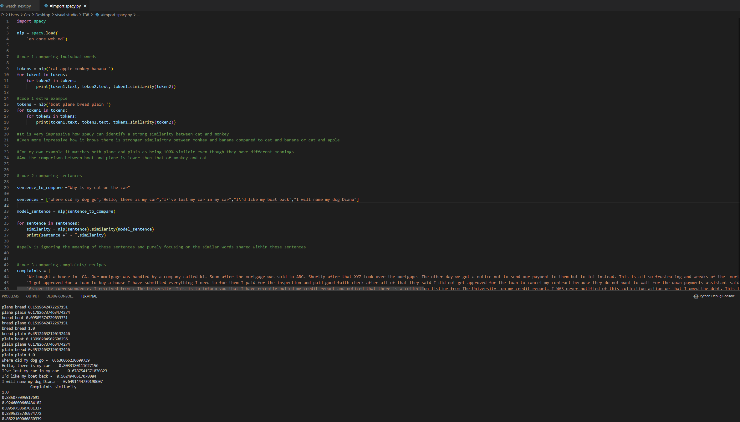 GitHub - Warrenmurdocklazar/semantic-similarity: Using SpaCy to compare ...