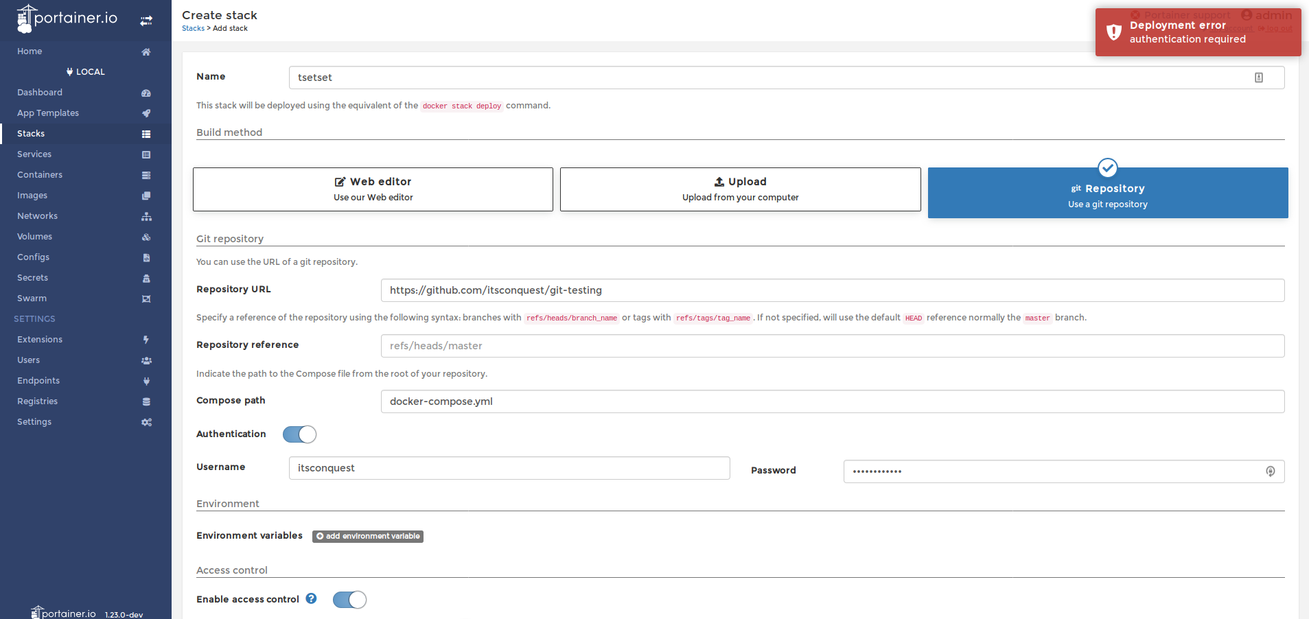 Add a note for git accounts with 2FA to stack deploy page · Issue #3464 ...