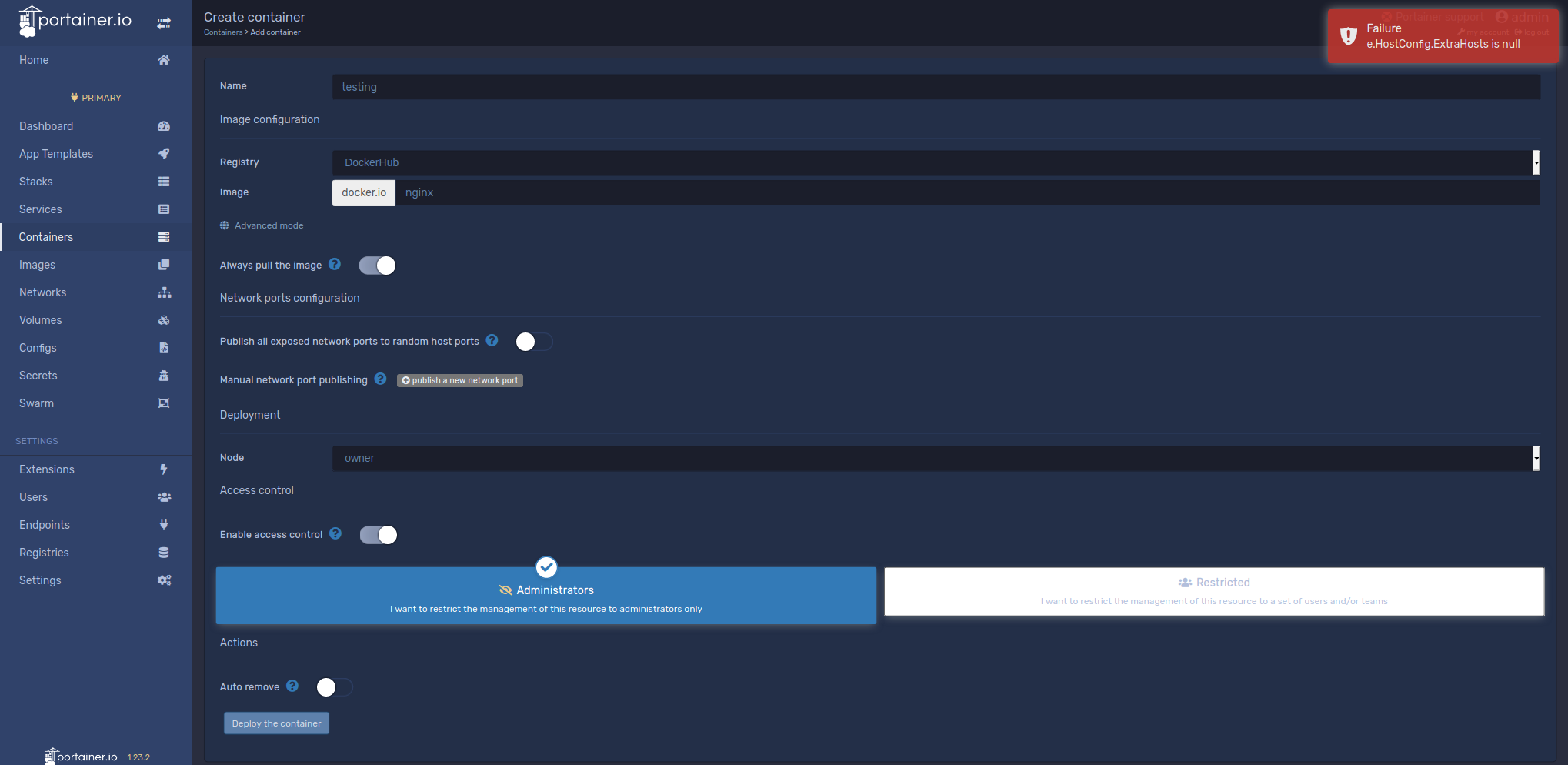 Can T Add Hosts To Container Using Option In Network Settings · Issue