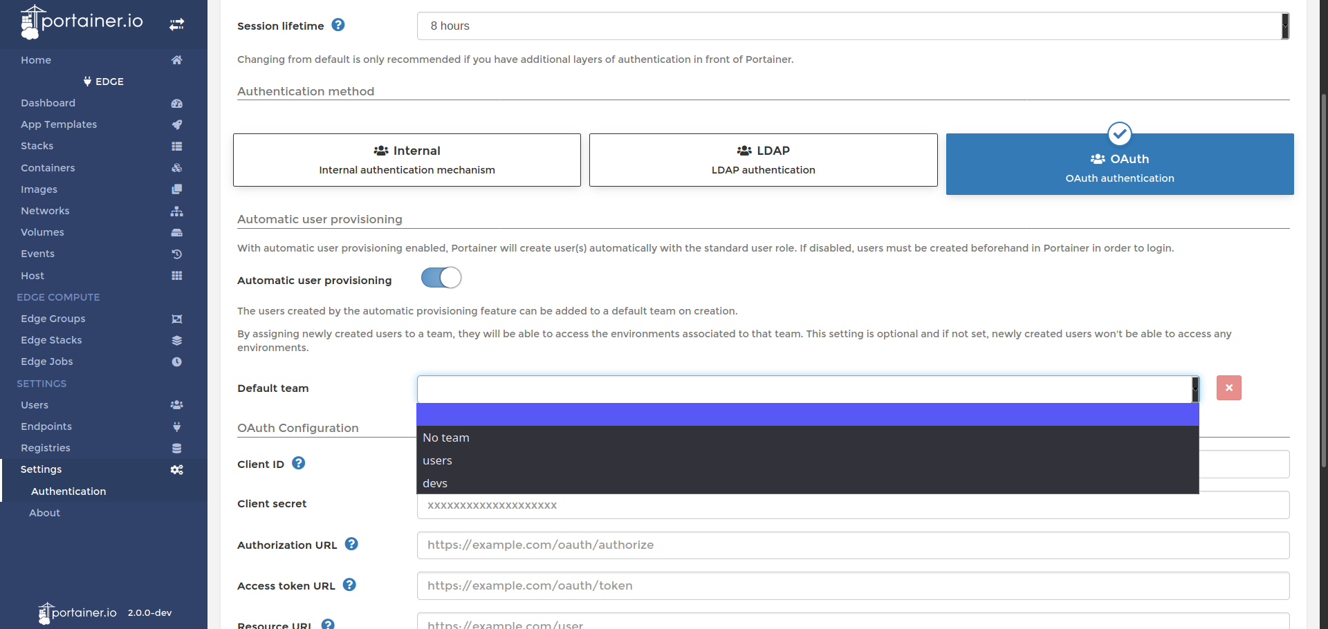 Oauth default team dropdown, defaulting to 'blank' option instead of the 'No team' option ...