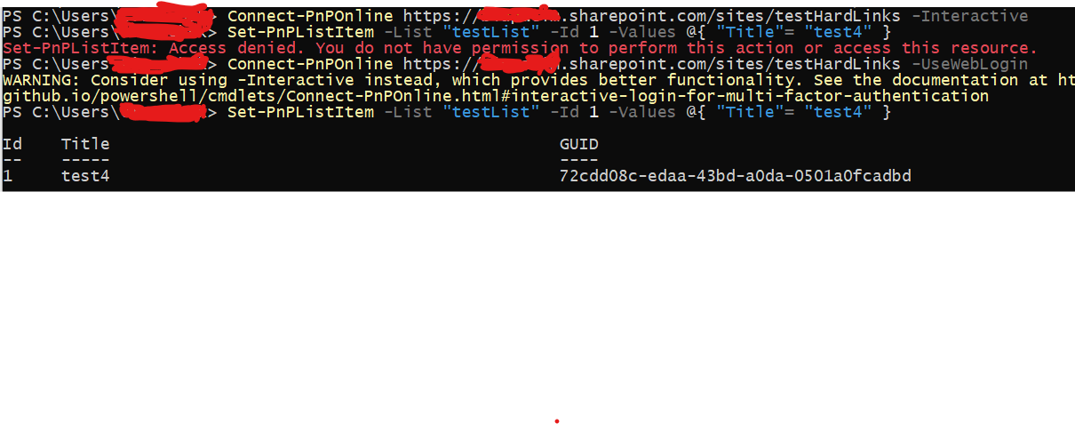 [BUG] Connect-PnPOnline Interactive permissions · Issue #629 · pnp/powershell · GitHub