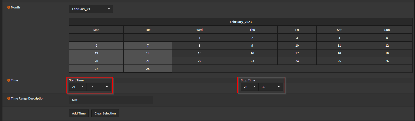 Schedule - Start Time Not Resetting After Adding Time Range · Issue #6349 · opnsense/core · GitHub