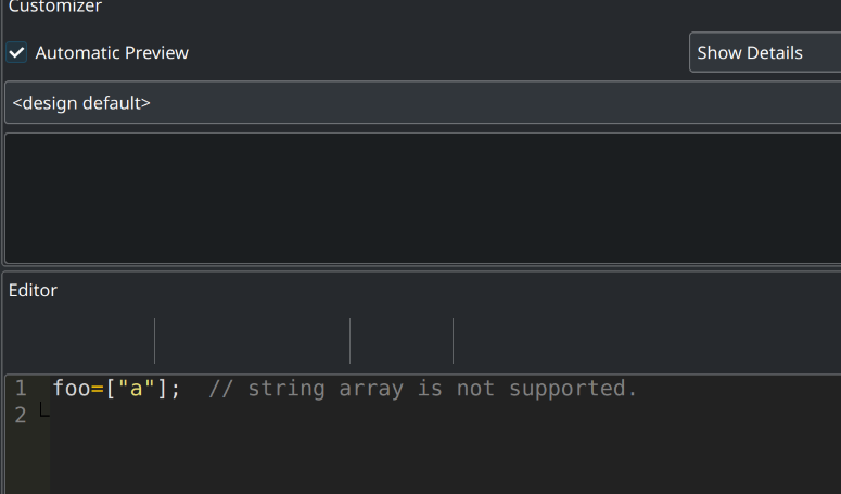 customizer no longer show string lists · Issue #4762 · openscad/openscad · GitHub