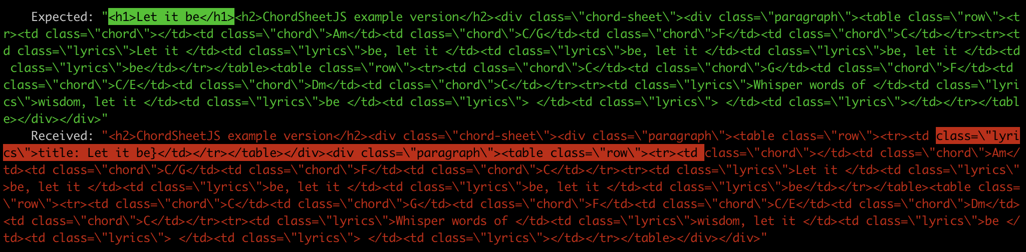 HtmlTableFormatter table formatter only return chord with lyrics ...