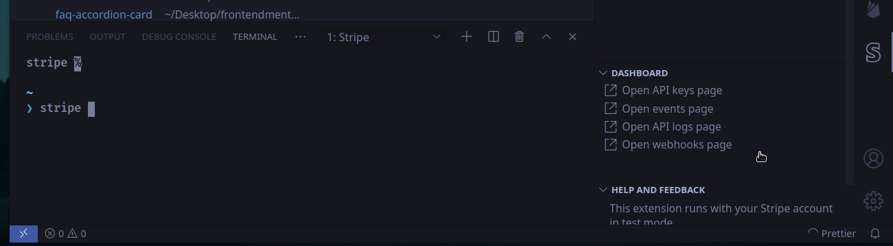 BUG: Command 'Stripe: Start CLI' resulted in an error (command 'stripe ...
