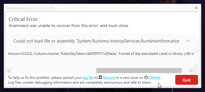 Will not launch, gives Critical Error · Issue #921 · imchillin/Anamnesis · GitHub