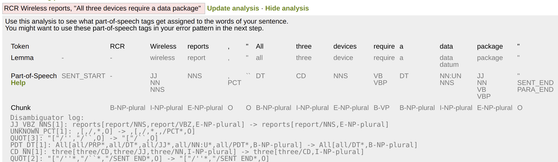 [en] "reports" missing a "VBZ" POS tag · Issue #5254 · languagetool-org/languagetool · GitHub