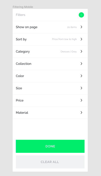 [FEATURE] Apply new designs in storybook - category selection, sorting and page size in filters ...