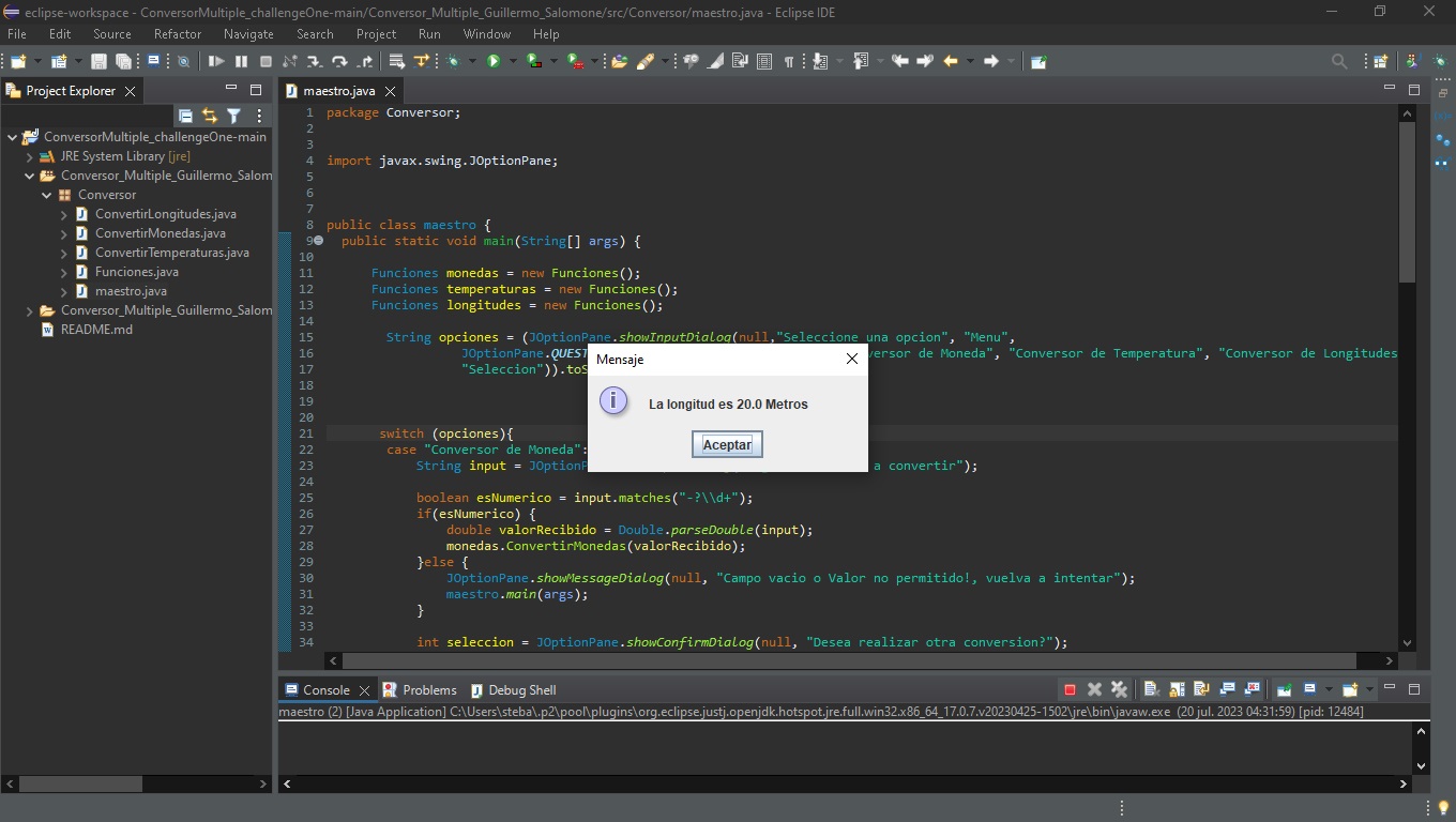 GitHub - williamscolt/ConversorMultiple_challengeOne: Challenge One Conversor