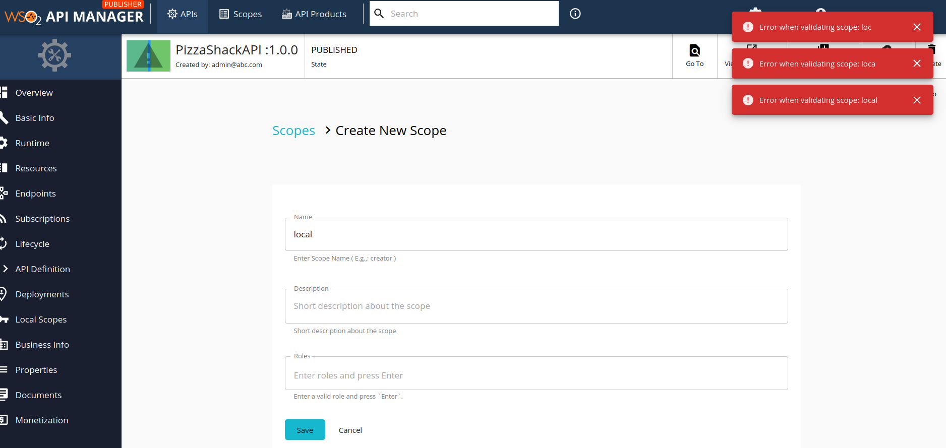 [Firefox browser] "Error while validating scope: xx" in publisher when ...