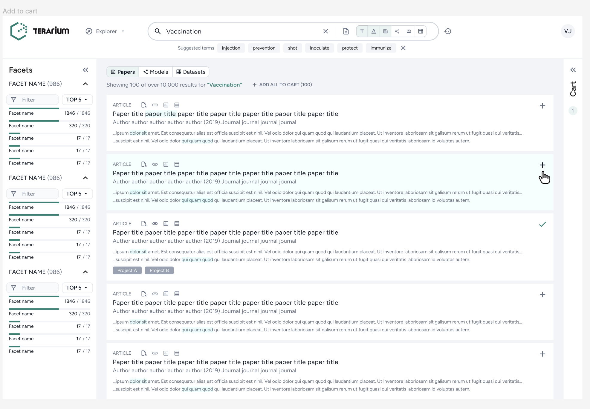 [TASK] Data explorer - Expandable cart panel · Issue #441 · DARPA-ASKEM/terarium · GitHub