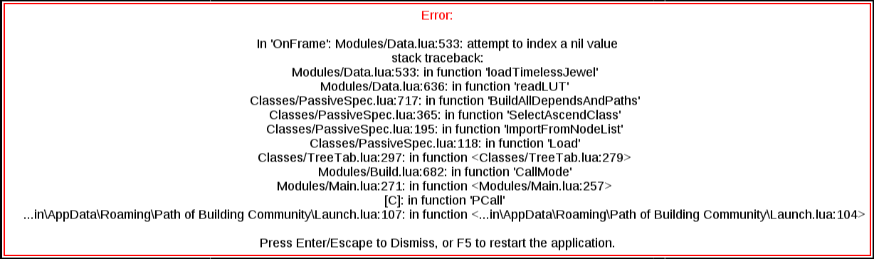 Error Loading Builds - "attempt to index nil value" re Timeless Jewel · Issue #4562 ...