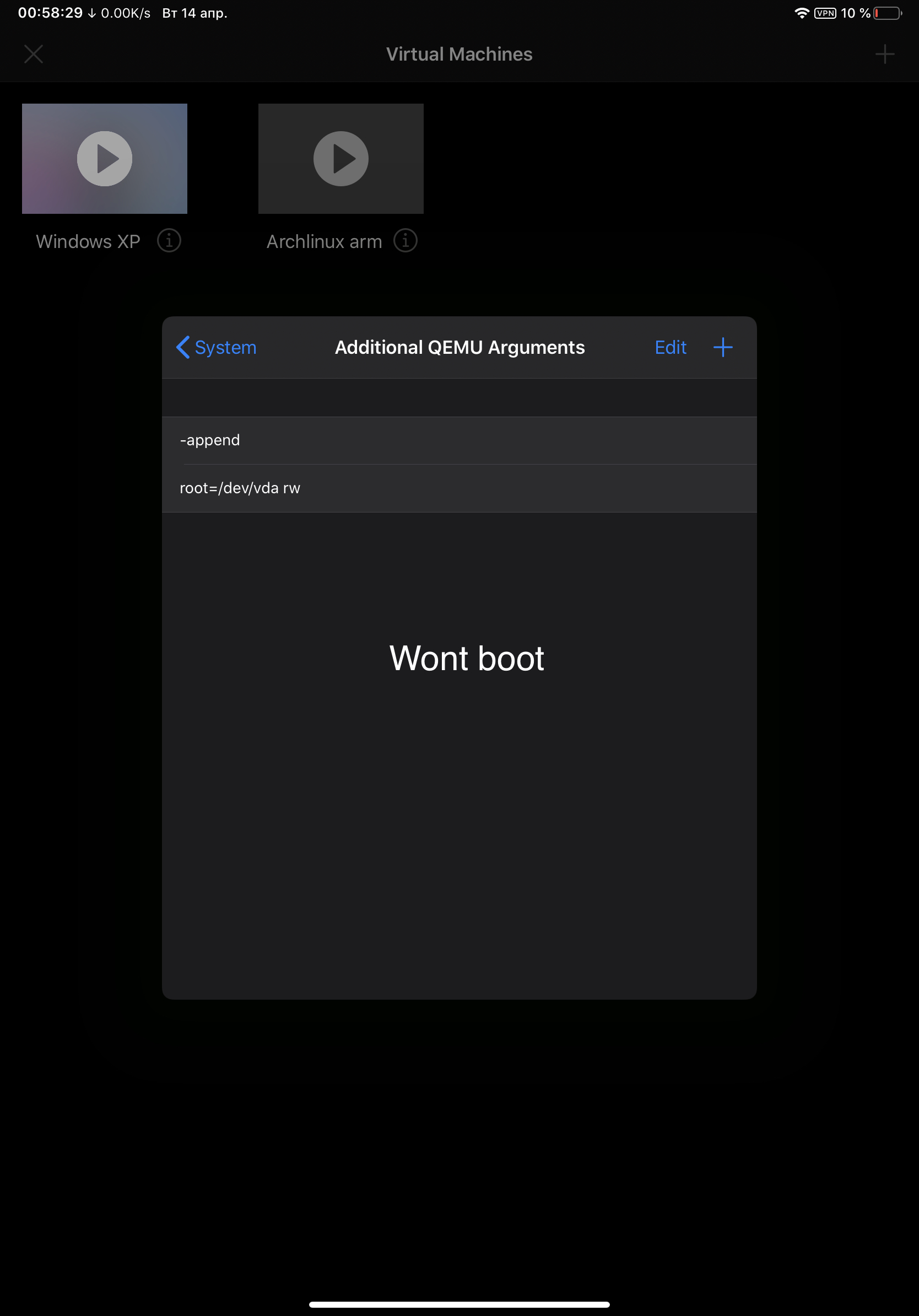 "-append" qemu additional parameter space unescape support · Issue #266 · utmapp/UTM · GitHub