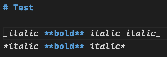 Bold+italic style in markdown is styled as just bold in code view ...