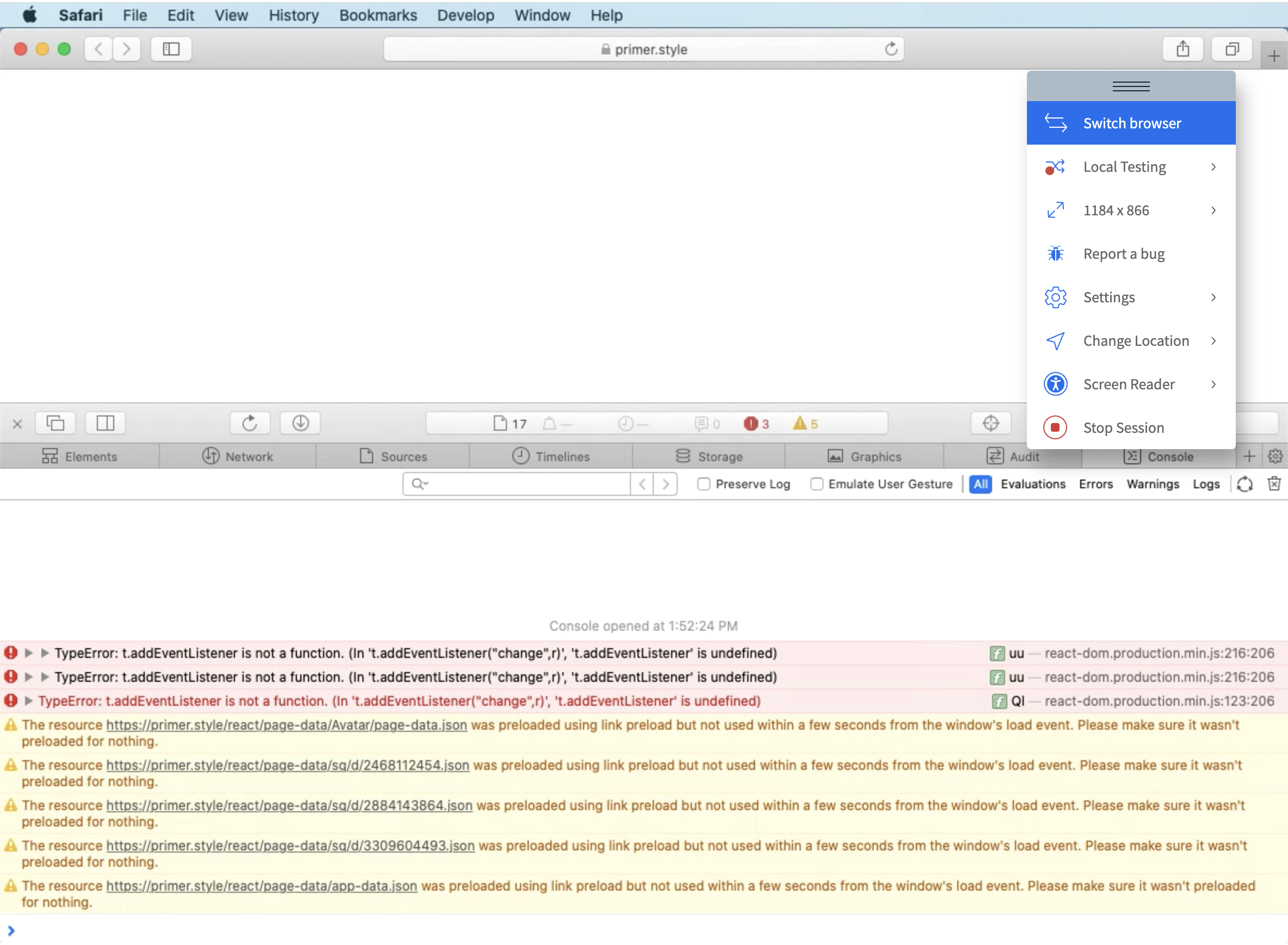 Blank page on Safari 13 when using `useTheme` · Issue #1366 · primer/react · GitHub