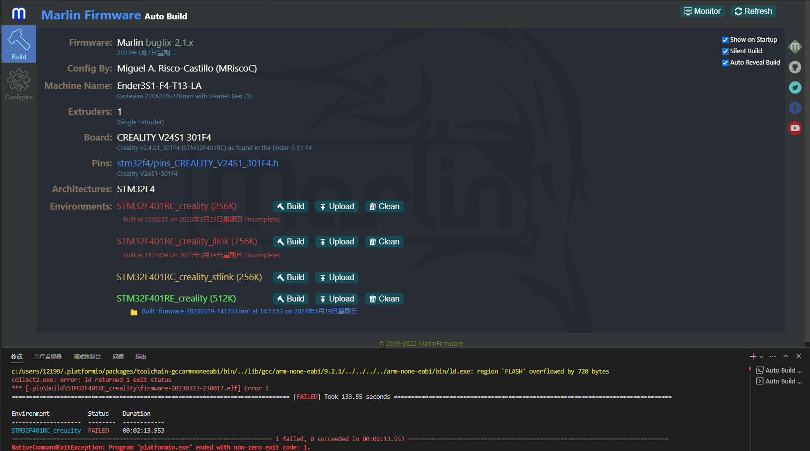 STM32F4RE environment can be successfully compiled and cannot be installed on Ender 3S1 with ...