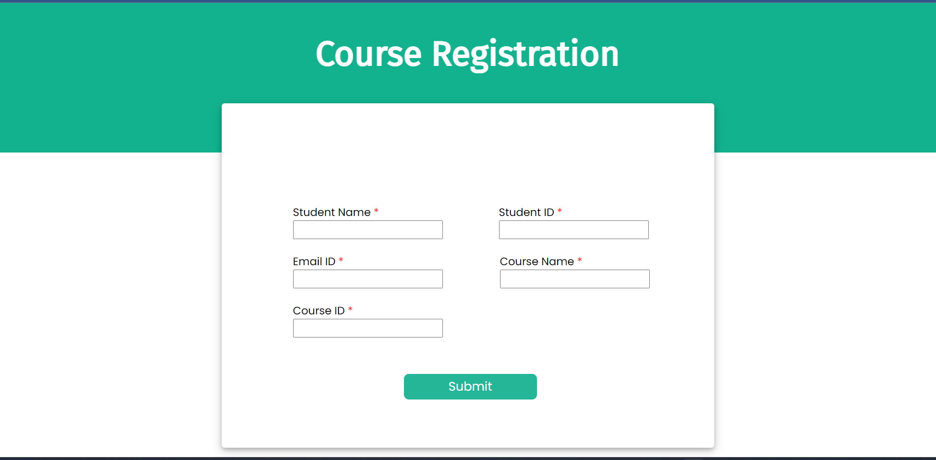 Github Moon Khancourse Registration Front End Page Course Registration Front End Page Design 
