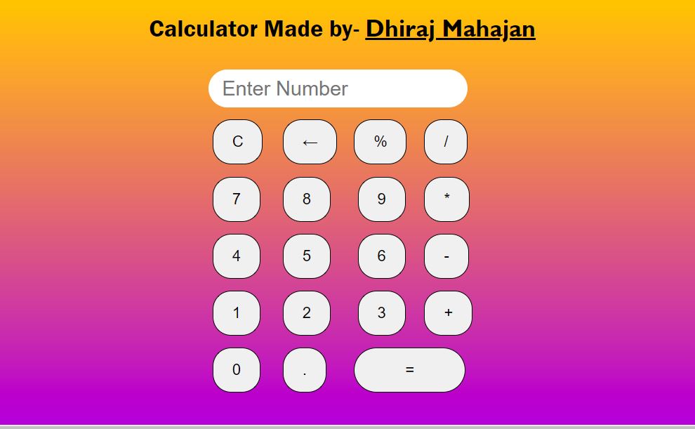 GitHub - dhirajnmahajan/Calculator: Simple calculator to perform mathematical operation