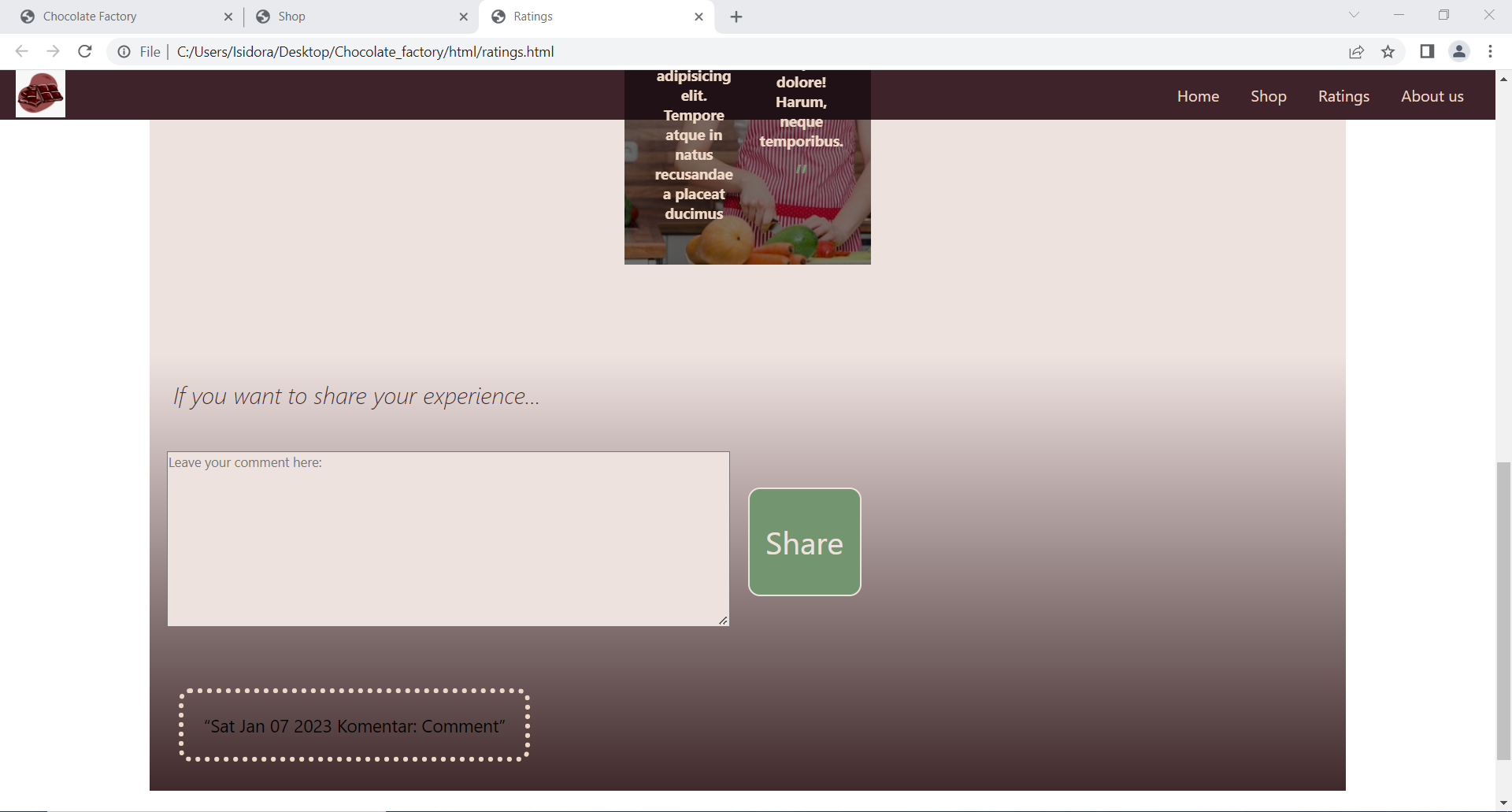 GitHub - Isidora-Djordjevic/Chocolate_factory_website